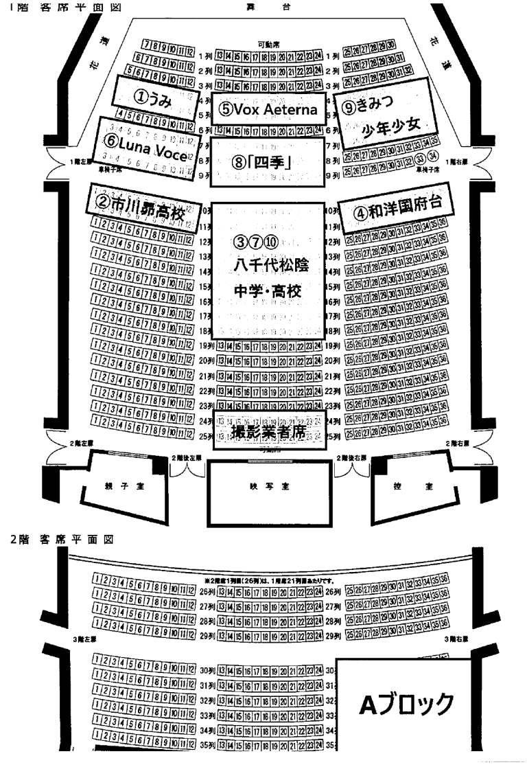 第79回千葉県合唱祭座席表 – 千葉県合唱連盟